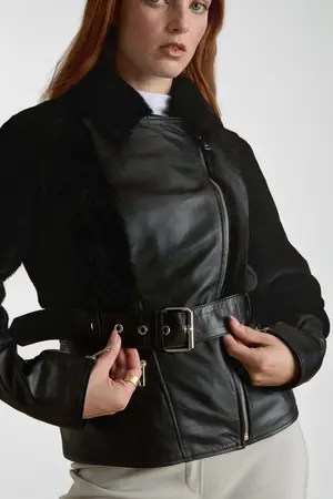 FURNIQ UK Alice Leather Biker Jacket