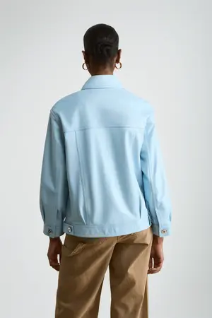 FURNIQ UK Bobbie Leather Shirt Jacket - Blue