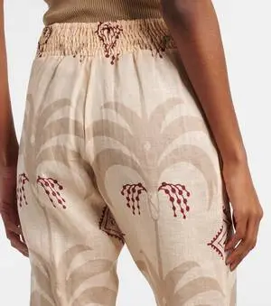 Johanna Ortiz Printed Linen Flared Pants