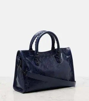 Balenciaga Le City Small Leather Tote Bag - Blue