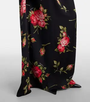 Dolce & Gabbana Floral Caped Silk-blend Gown