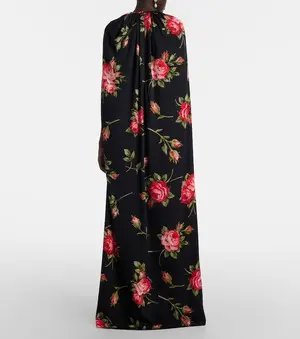 Dolce & Gabbana Floral Caped Silk-blend Gown