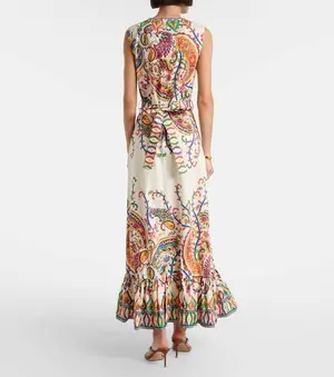 Etro Belted Printed Cotton Maxi Dress - White