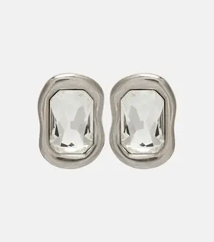 Givenchy Sculptural Crystal Embellished Earrings - Silver