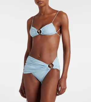 Christopher Esber Orbit Ruched Bikini Bottoms - Blue