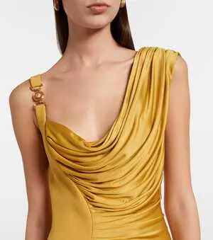 Versace Medusa '95 Draped Jersey Gown - Gold