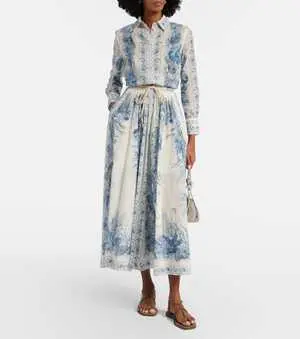 Zimmermann Wanderlust Cotton Midi Skirt