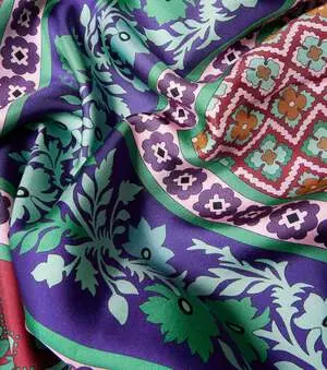 La DoubleJ Fringed Printed Silk Twill Scarf