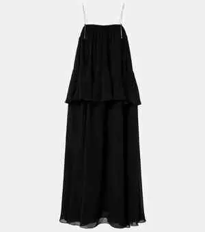 Chloé Embellished Open-back Silk Georgette Maxi Dress
