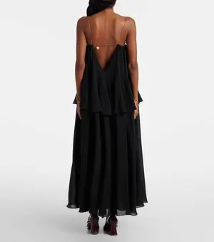 Chloé Embellished Open-back Silk Georgette Maxi Dress