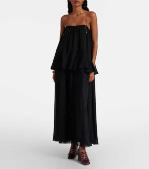 Chloé Embellished Open-back Silk Georgette Maxi Dress
