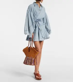 Zimmermann Golden Time Medium Raffia Tote Bag