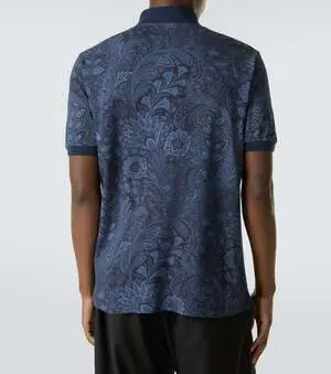 Etro Paisley Cotton Polo Shirt - Blue