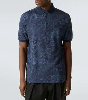Etro Paisley Cotton Polo Shirt - Blue