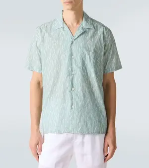 Canali Printed Cotton-blend Bowling Shirt