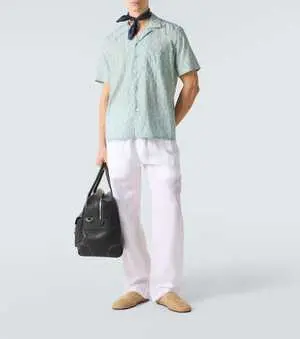 Canali Printed Cotton-blend Bowling Shirt