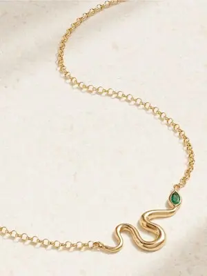 L’ATELIER NAWBAR Boa 18-karat Emerald Necklace - Gold