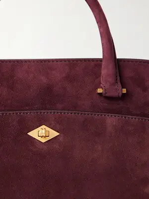 METIER Private Eye Medium Suede Tote With Turn Lock - Purple