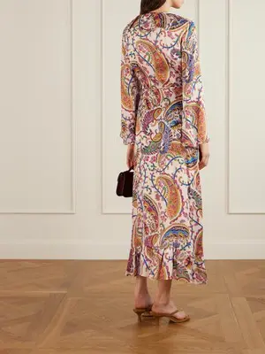 Etro Asymmetric Ruffled Paisley-print Silk Wrap Maxi Dress - Multi