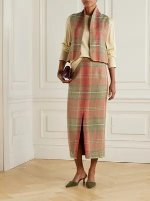 MARTA FERRI Cipriani Checked Wool Midi Skirt