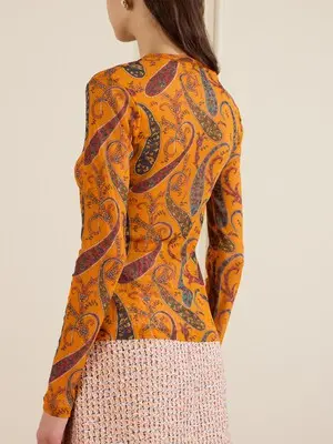 Etro Paisley-print Mesh Top - Orange