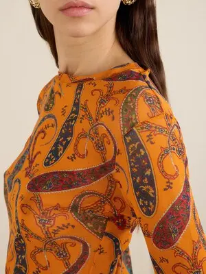 Etro Paisley-print Mesh Top - Orange