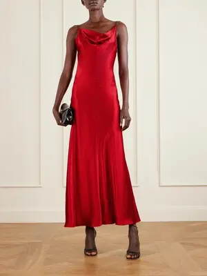 FFORME Emi Draped Hammered-satin Maxi Dress