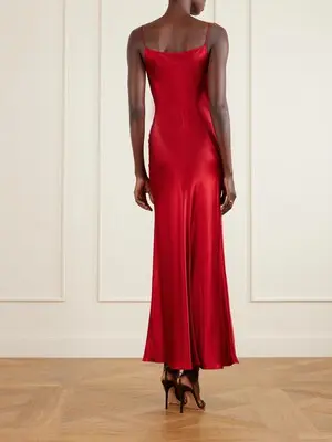 FFORME Emi Draped Hammered-satin Maxi Dress