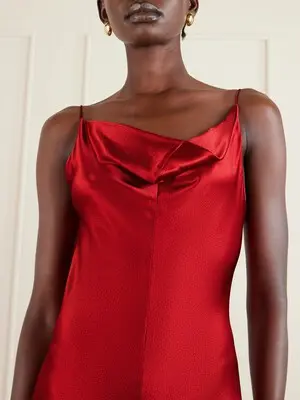 FFORME Emi Draped Hammered-satin Maxi Dress