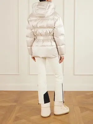 Bogner Lyra-ld Hooded Belted Layered Down Jacket - Neutrals