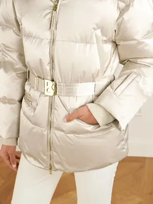 Bogner Lyra-ld Hooded Belted Layered Down Jacket - Neutrals