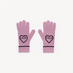 Chloé Encoeur Wool & Cashmere Gloves - Misty Mauve