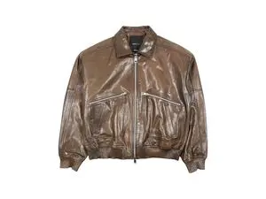 PURPLE BRAND Distressed Leather Bomber