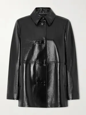Veronica De Piante Jess Paneled Glossed-leather Jacket - Black