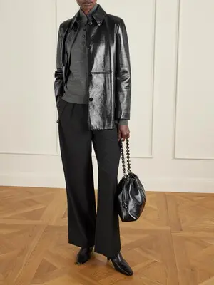 Veronica De Piante Jess Paneled Glossed-leather Jacket - Black