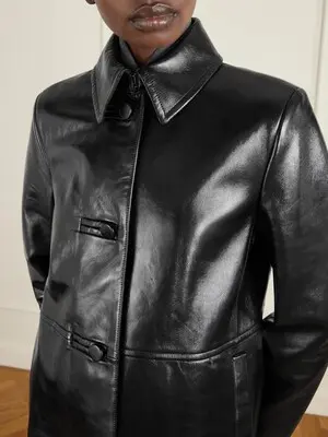 Veronica De Piante Jess Paneled Glossed-leather Jacket - Black