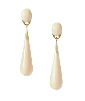 Dinosaur Designs Dew Drop Large Gold-tone Earrings - Cream