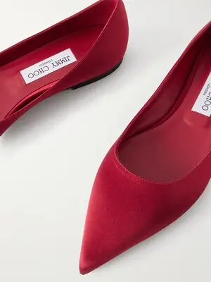 JIMMY CHOO Love Satin Ballerinas - Red