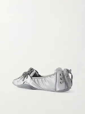 Acne Studios Bilaria Paneled Logo-print Satin Ballet Flats