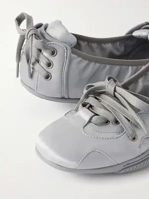 Acne Studios Bilaria Paneled Logo-print Satin Ballet Flats