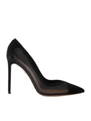 AQUAZZURA Studio 105 Mesh-paneled Suede Pumps - Black