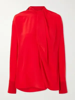 Victoria Beckham Draped Silk Blouse - Red