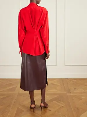 Victoria Beckham Draped Silk Blouse - Red