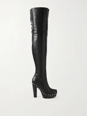 Chloé Studded Leather Over-the-knee Boots - Black
