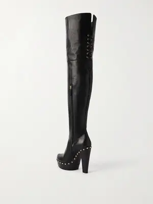 Chloé Studded Leather Over-the-knee Boots - Black