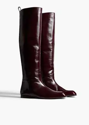 Khaite Colt Knee-high Boot In Glazed Leather - Bordeaux