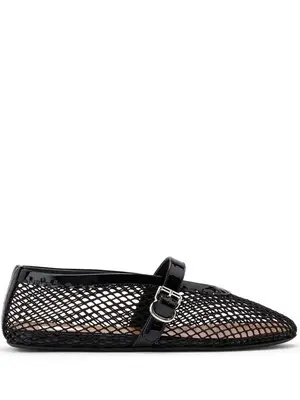 Alaïa Fishnet Leather Ballerinas - Black
