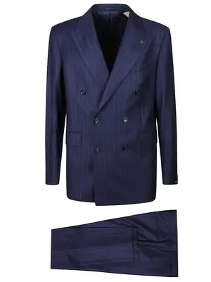 Tagliatore Wool Suit With Double Breasted D Blazer Napoli - Blue