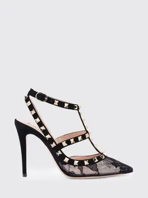 Valentino Garavani Rockstud Suede And Lace Pumps
