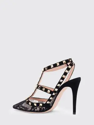 Valentino Garavani Rockstud Suede And Lace Pumps